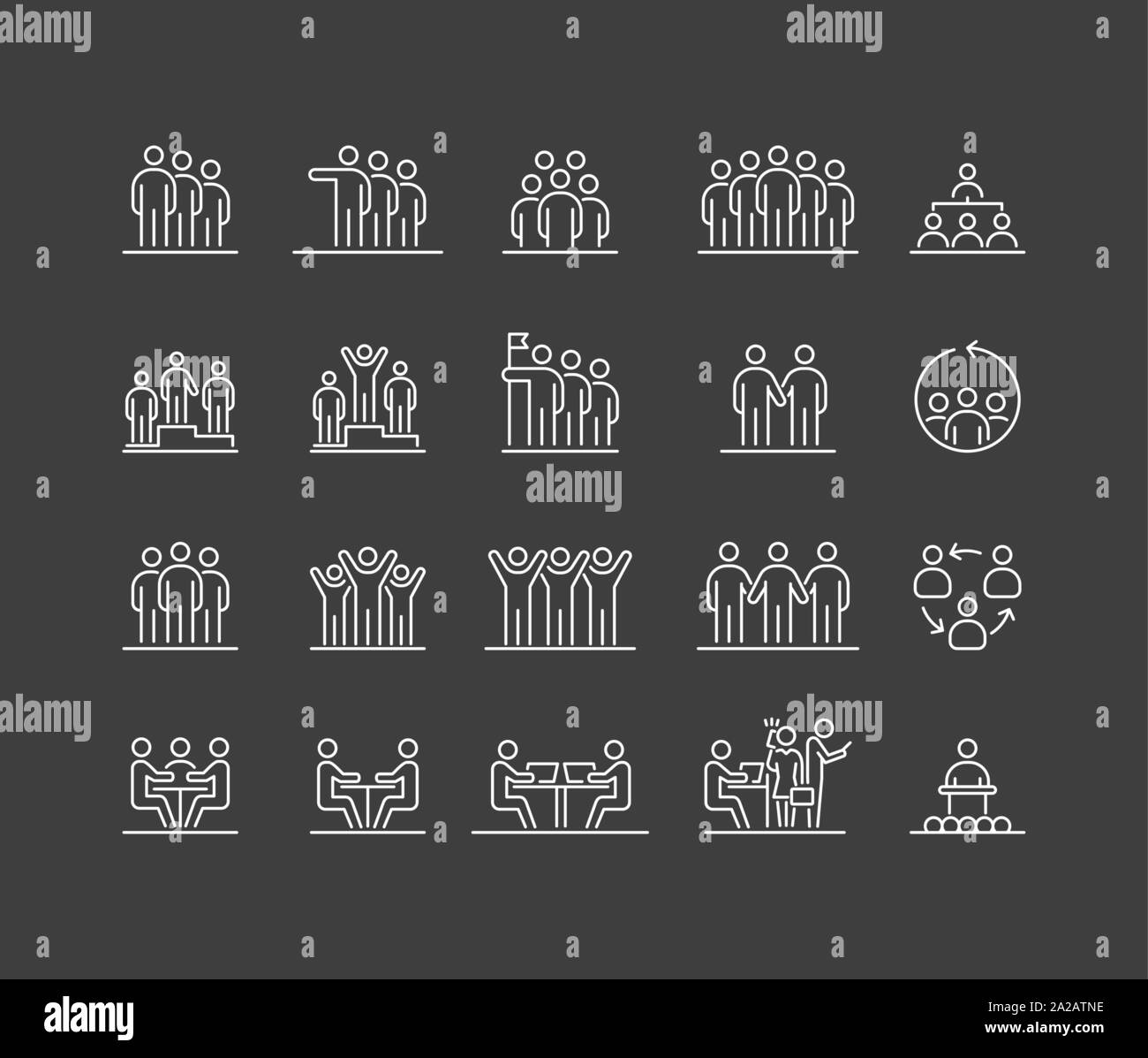 Group of people 20 icons set simple line flat illustration Stock Vector ...