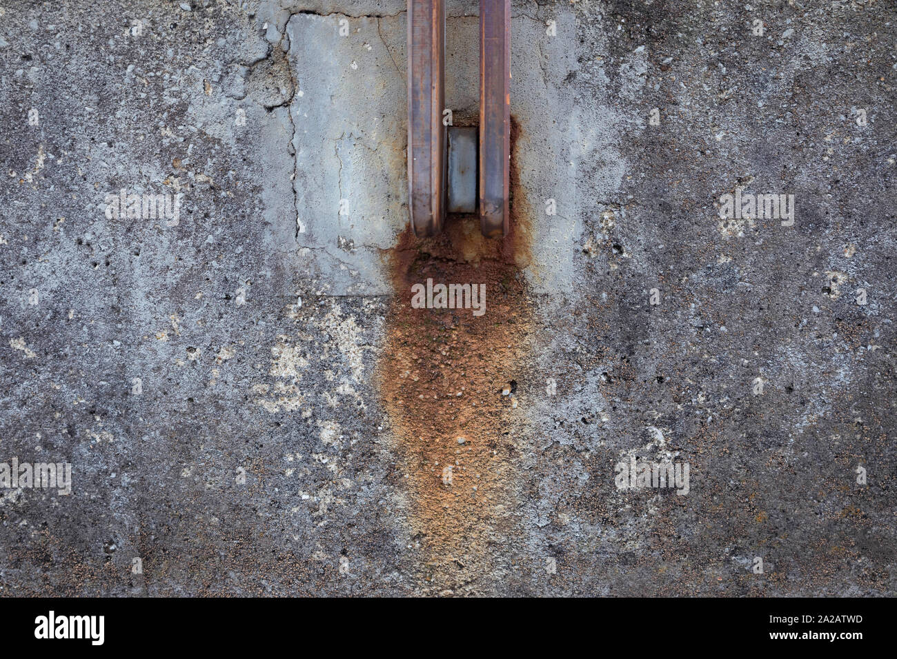 Rusted steel in the concrete. Texture and background. Copyspace on ...
