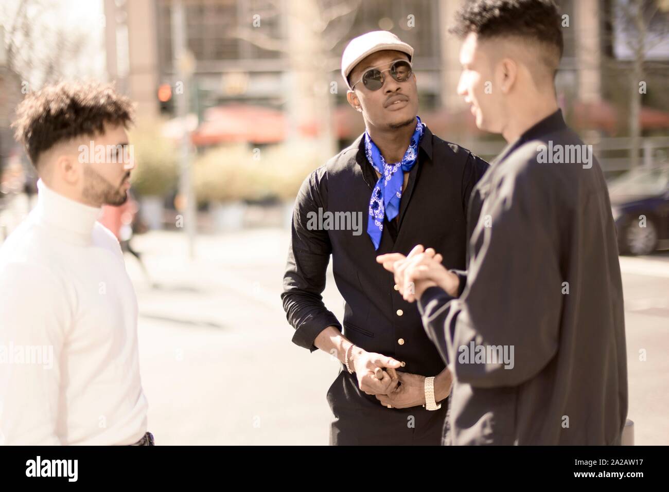 Young Black Men Talking Group Street High Resolution Stock Photography ...