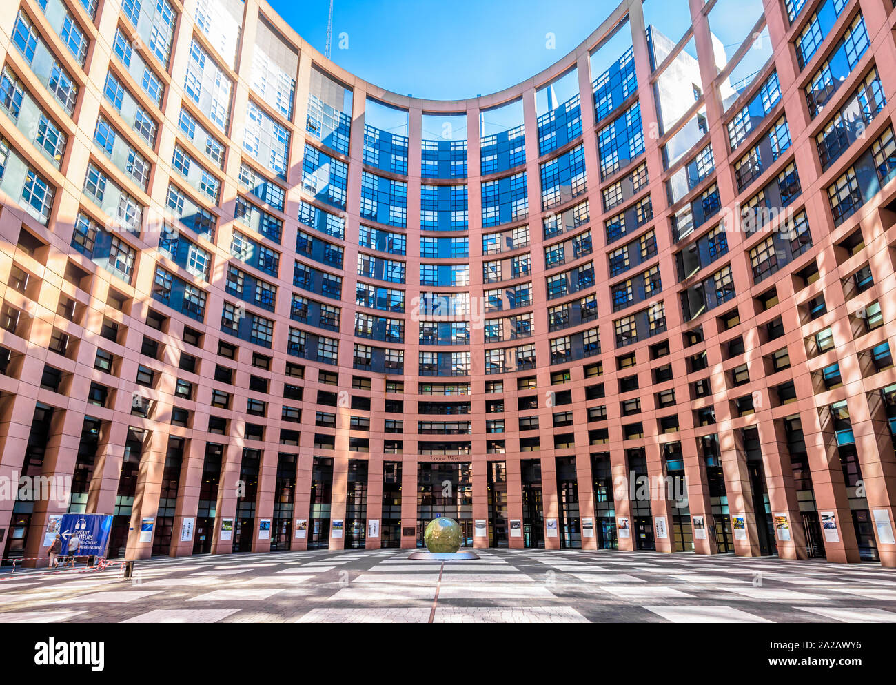 General view of the oval courtyard inside the circular tower of the ...