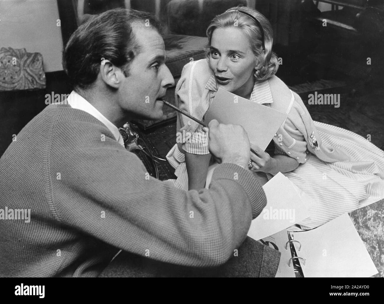 The Swiss actress Maria Schell and her husband Horst Haechler Stock ...