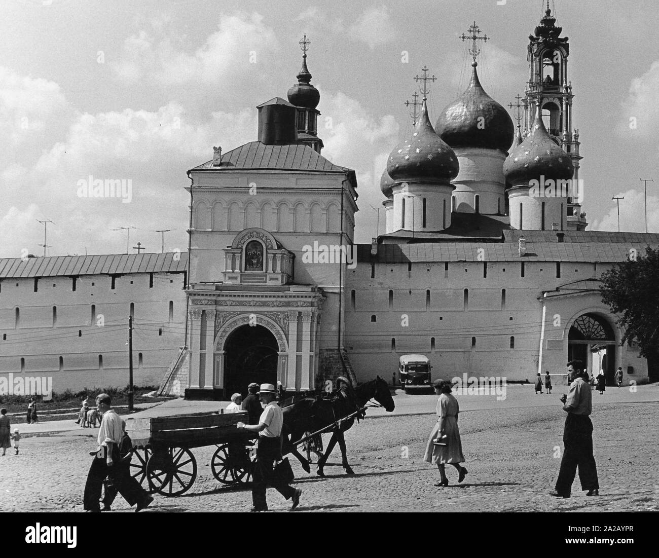 Pilgrims, tourists and local residents in front of the Russian Orthodox ...