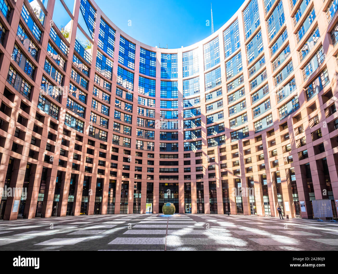 General view of the oval courtyard inside the circular tower of the ...