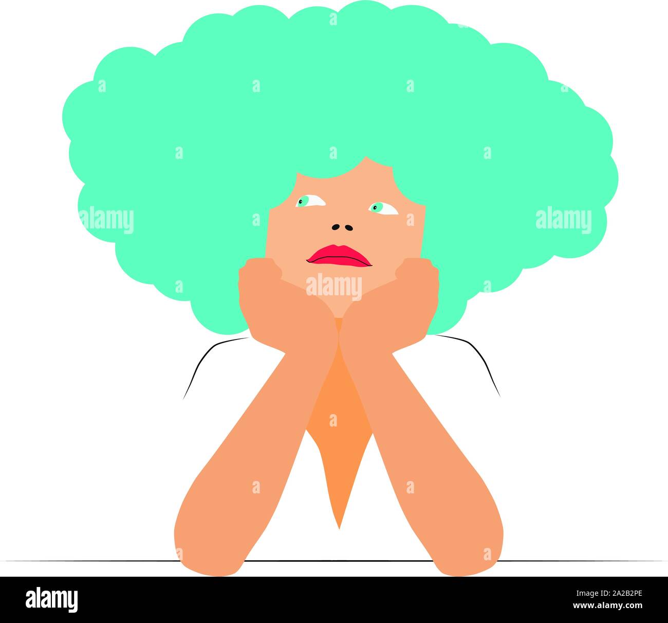 Pretty girl thinking and dreaming. Vector illustration cartoon style ...
