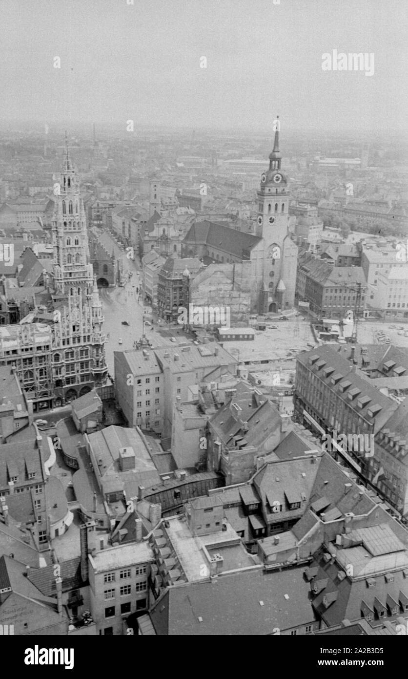 View of the old town of Munich from one of the windows of the southern ...