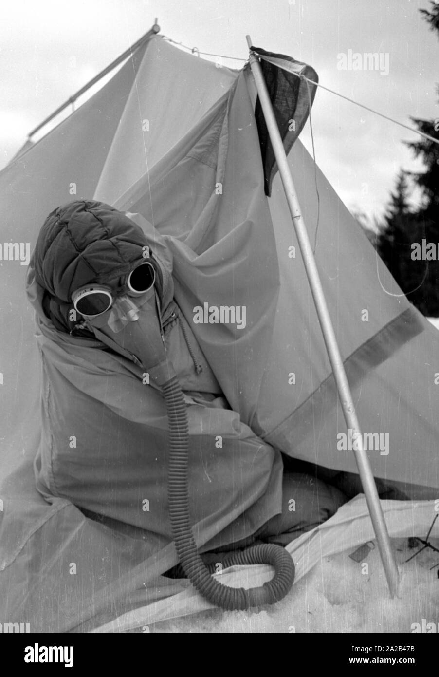 The picture shows the free-climber Mathias Rebitsch with put on oxygen ...