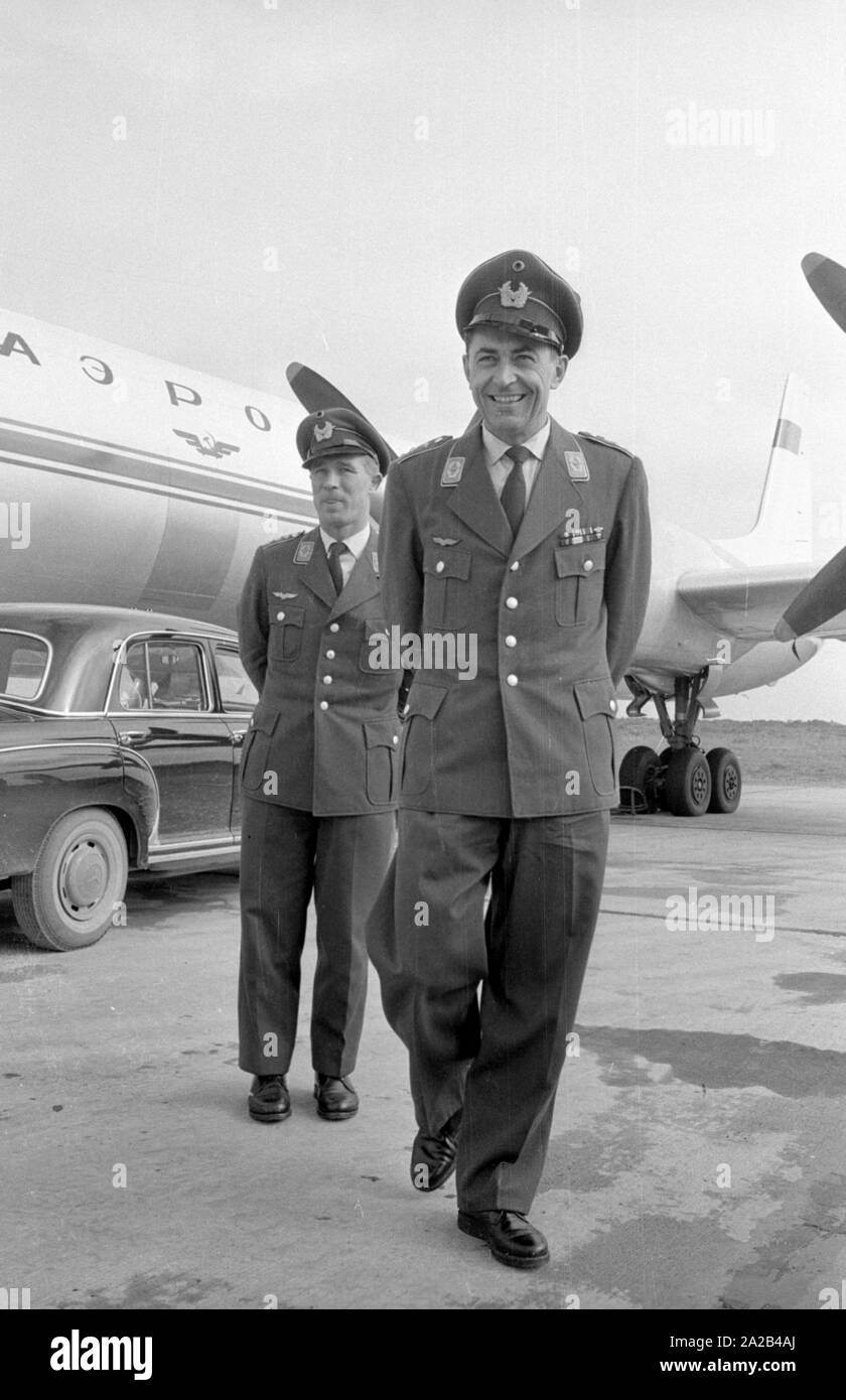 Officers of the German Luftwaffe at an airport in Morocco in front of ...