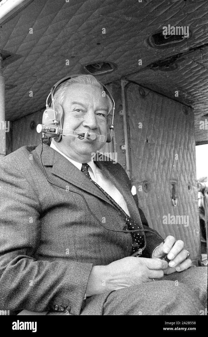 In a helicopter of the Bundeswehr (German Armed Forces), the then Prime ...