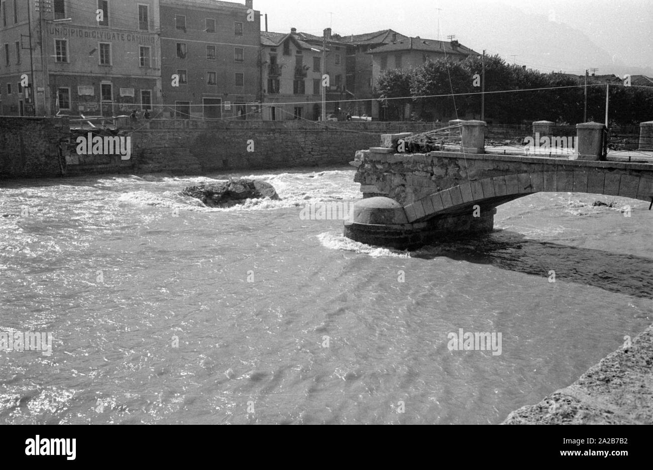 Destroyed bridge after bad weather in Italy. The storm devastated the ...