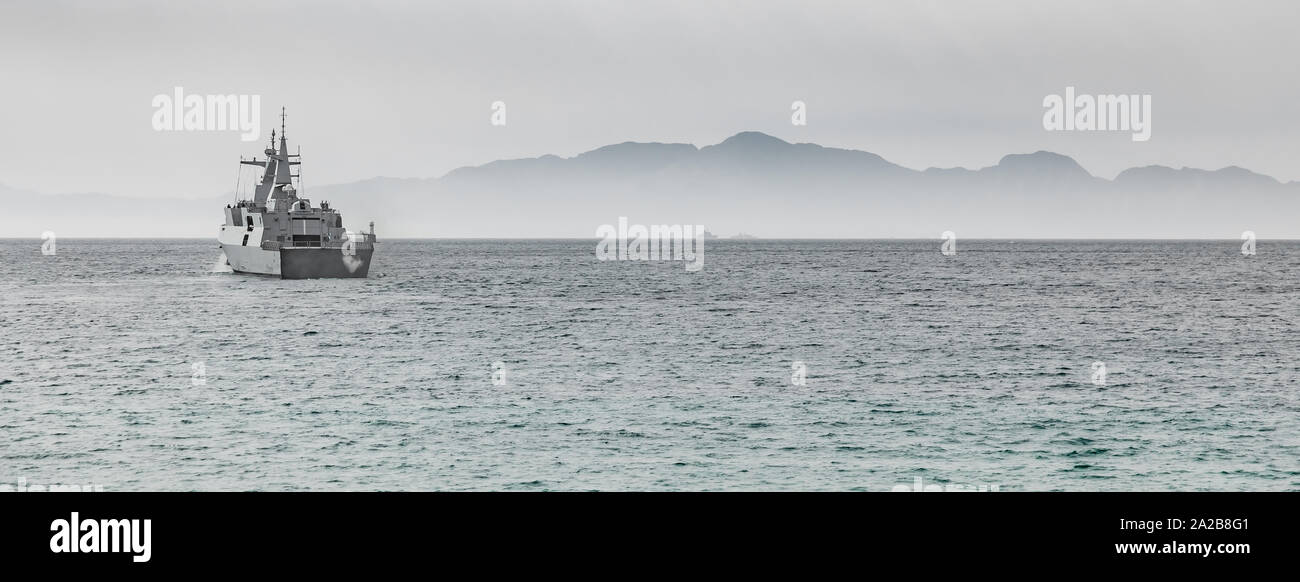 South African Navy Frigate warship in False Bay Cape Town South Africa ...