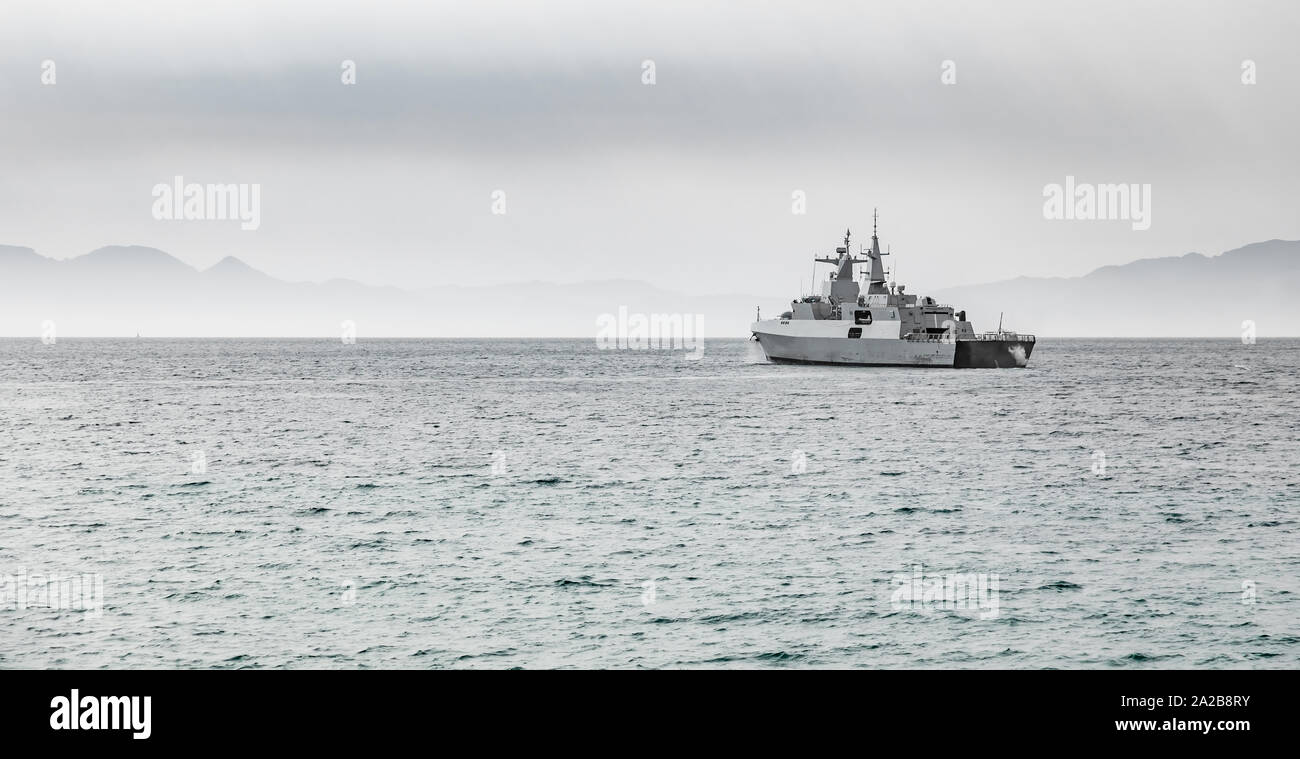 South African Navy Frigate warship in False Bay Cape Town South Africa ...