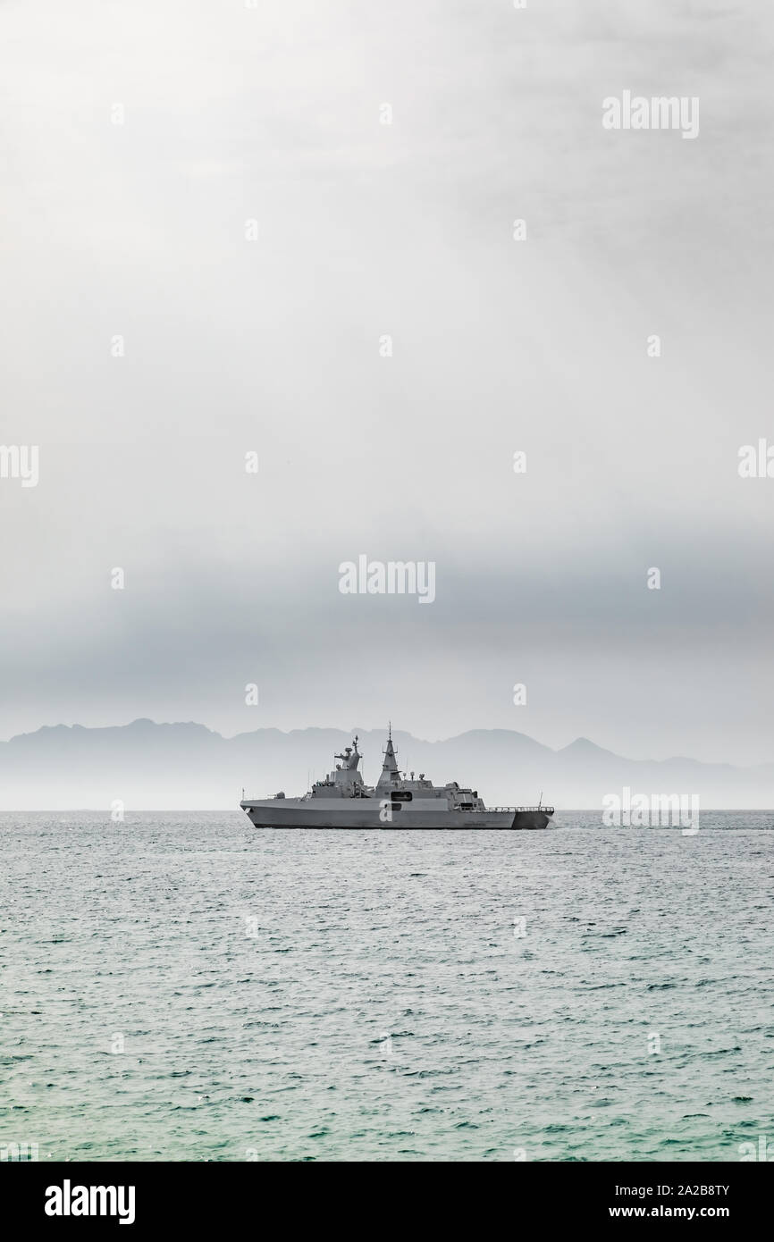 South African Navy Frigate warship in False Bay Cape Town South Africa ...