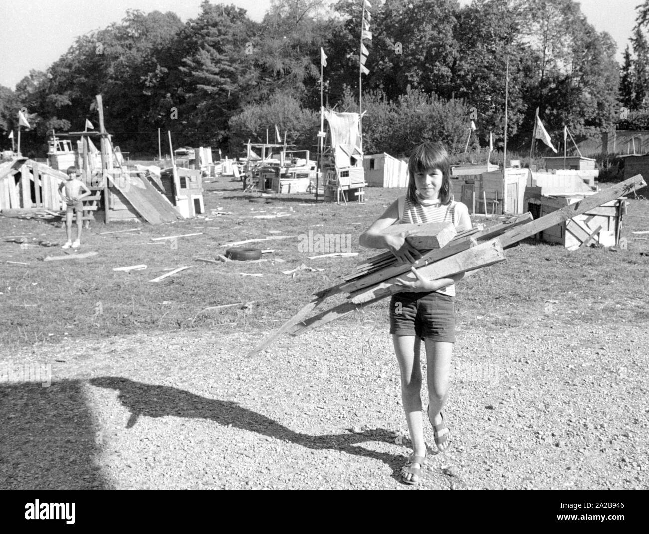 Girl on an adventure playground in Fuerstenried near Munich Stock Photo ...