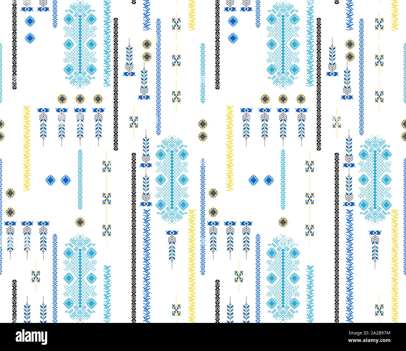 Seamless colored ethnic design with lines on white background Stock ...