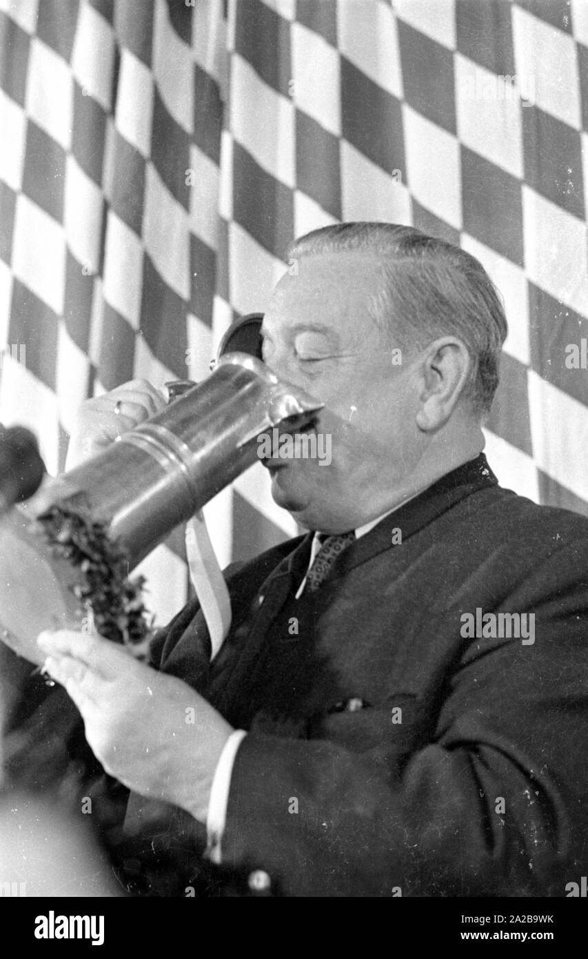 The Bavarian Prime Minister Alfons Goppel at the Starkbierfest (Strong ...