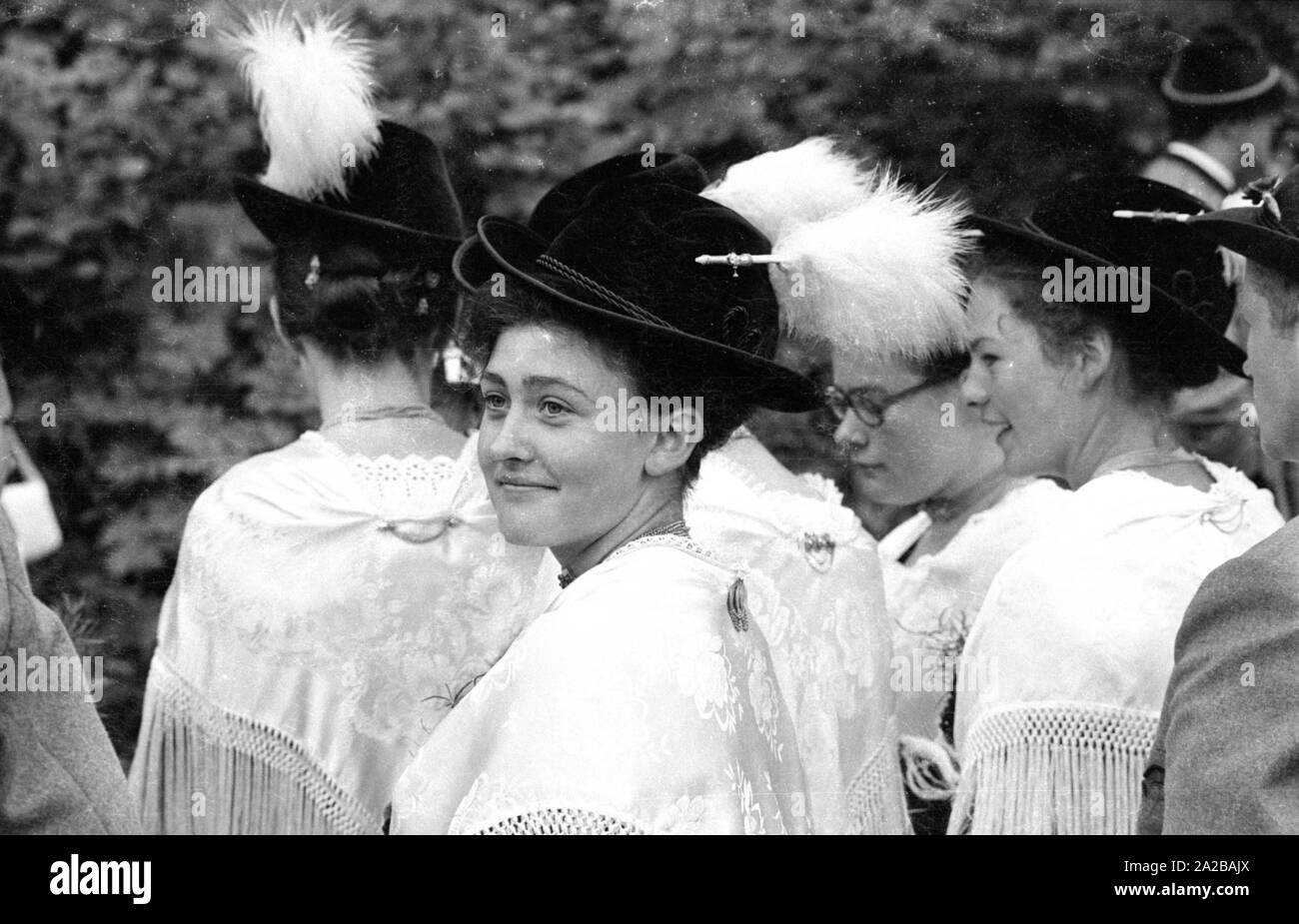 Women at a traditional costume parade in a Bavarian spa town Stock ...