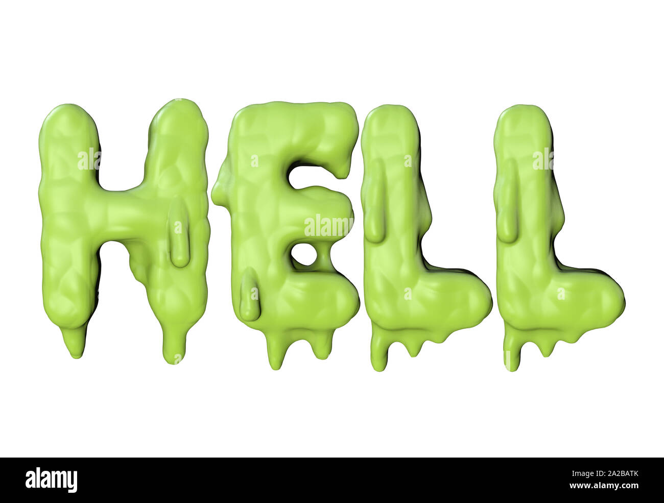 Hell word made from green halloween slime lettering. 3D Render Stock ...