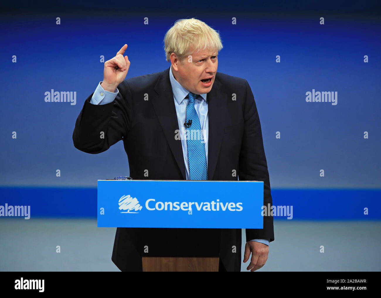 Prime Minister Boris Johnson delivering his speech at the Conservative ...