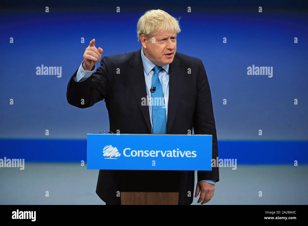 Prime Minister Boris Johnson delivering his speech at the Conservative ...