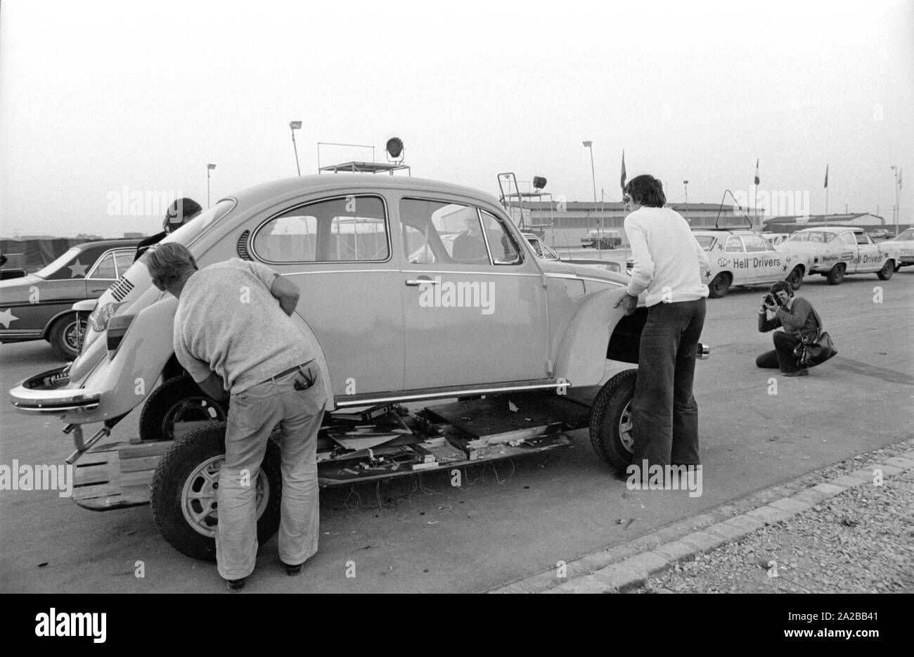 The star of the movie series "Dudu", a yellow VW Beetle, during a ...