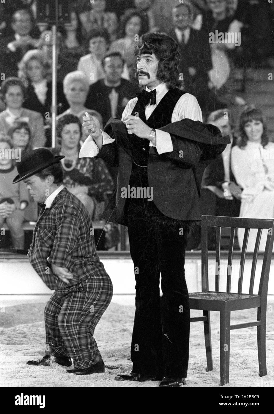 The British actor Peter Wyngarde in the TV show "Stars in der Manege ...