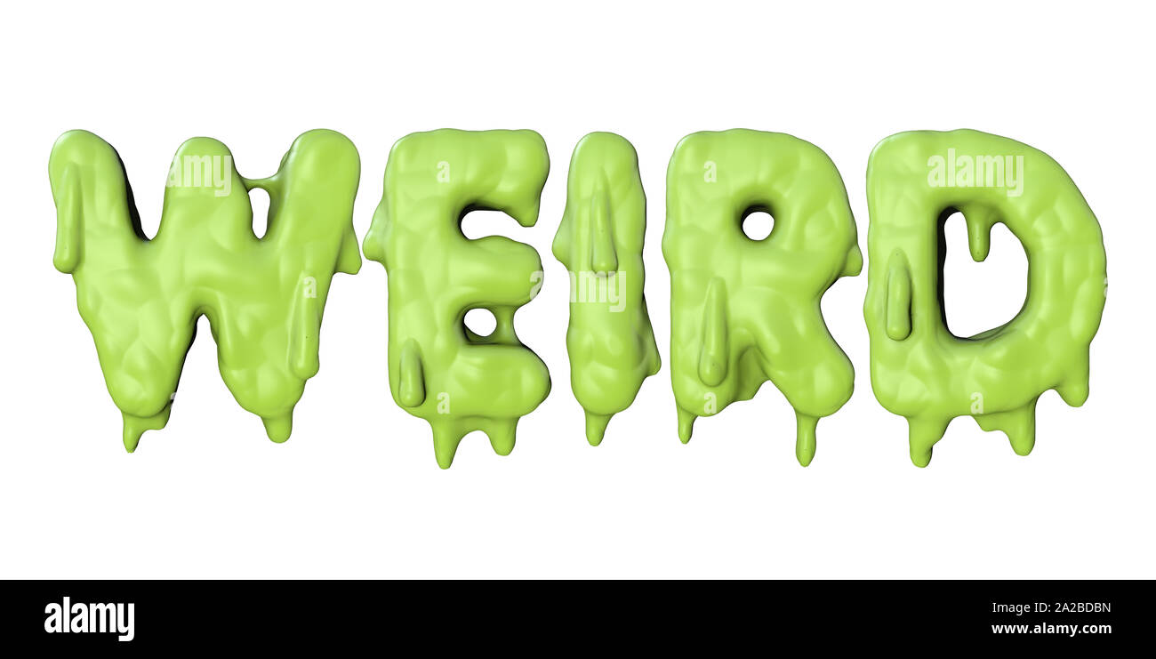 Weird word made from green halloween slime lettering. 3D Render Stock ...