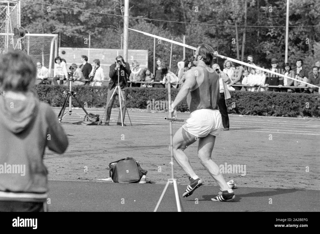 Javelin thrower Janis Lusis at the Mai Sportfest (May Sports Festival ...