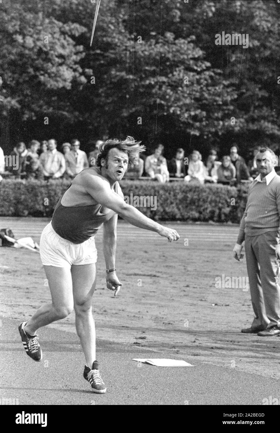 Javelin thrower Janis Lusis at the Mai Sportfest (May Sports Festival ...