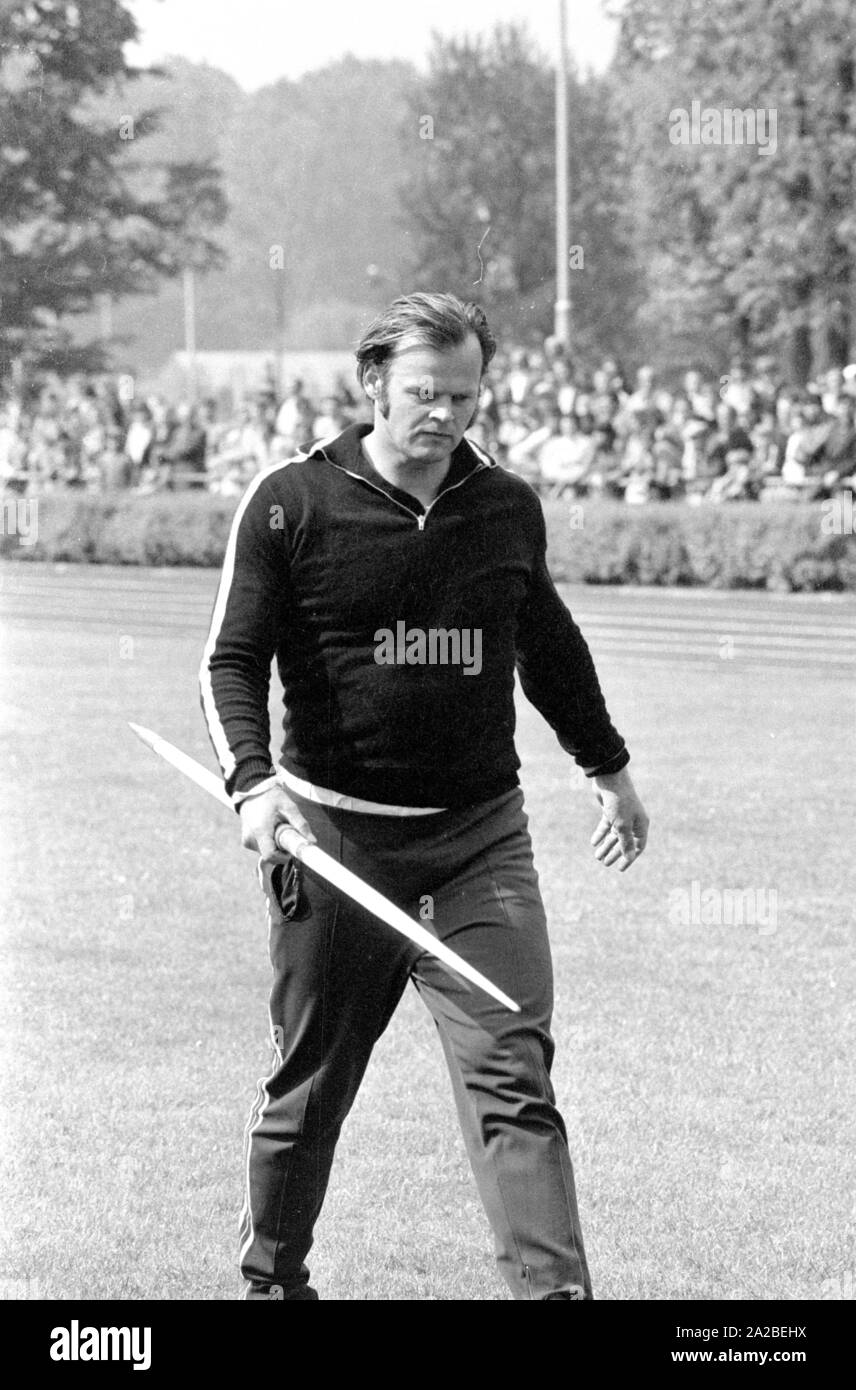 Javelin thrower Janis Lusis at the Mai Sportfest (May Sports Festival ...
