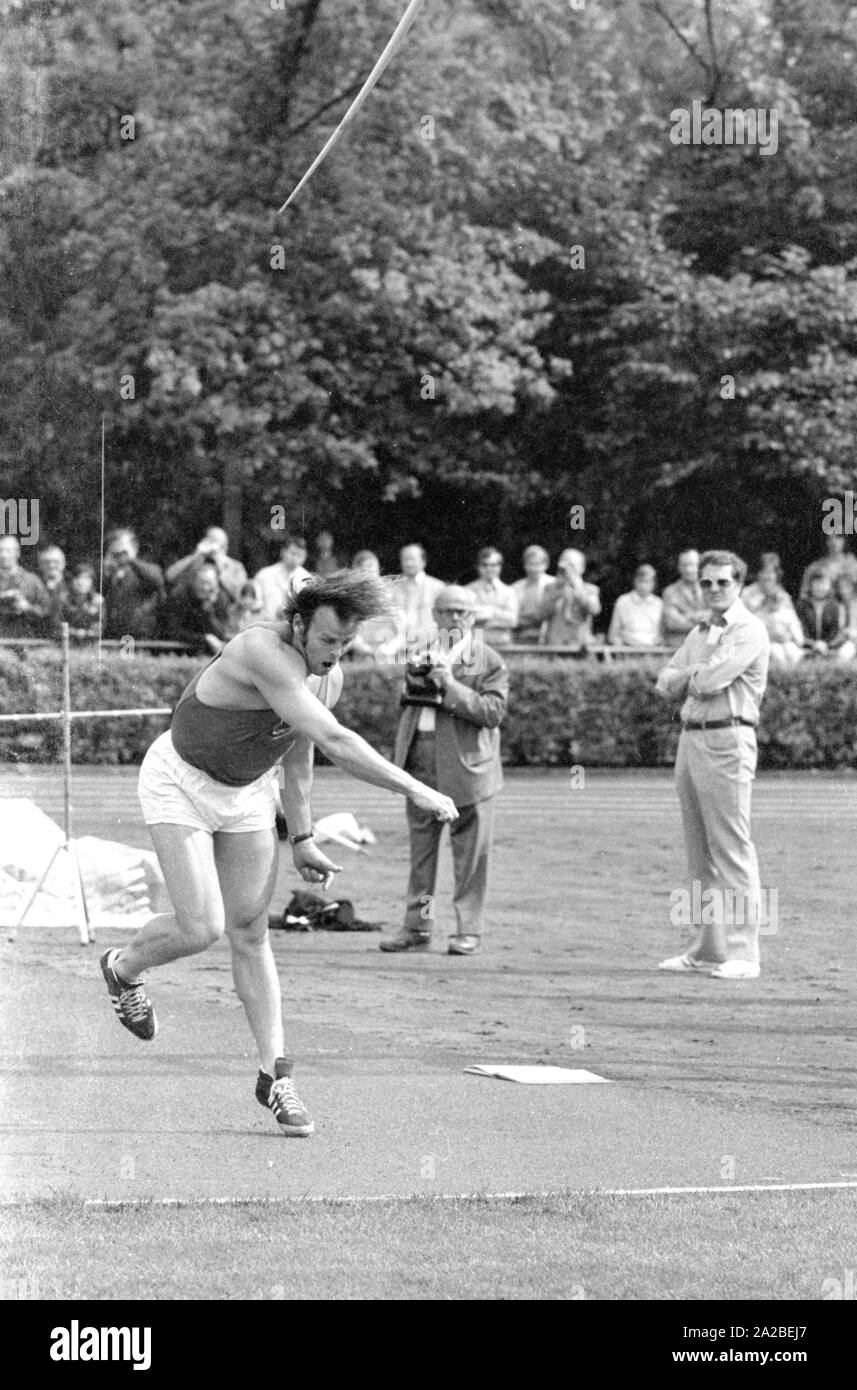 Javelin thrower Janis Lusis at the Mai Sportfest (May Sports Festival ...