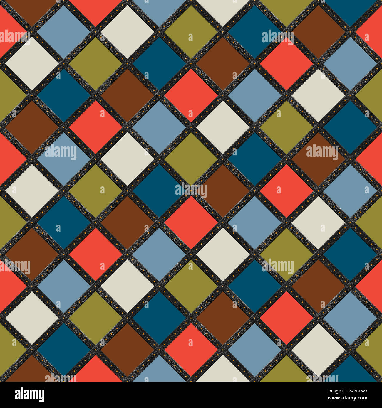 Beautiful seamless colored diamond Pattern with black lines Stock Photo ...