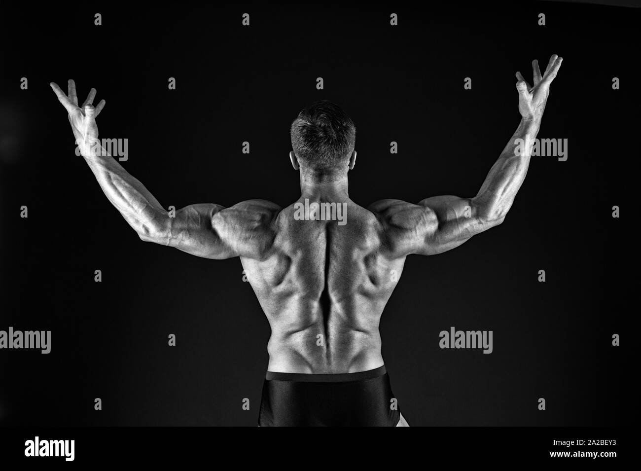 Macho handsome with muscular torso. Masculinity and sport. Improve ...