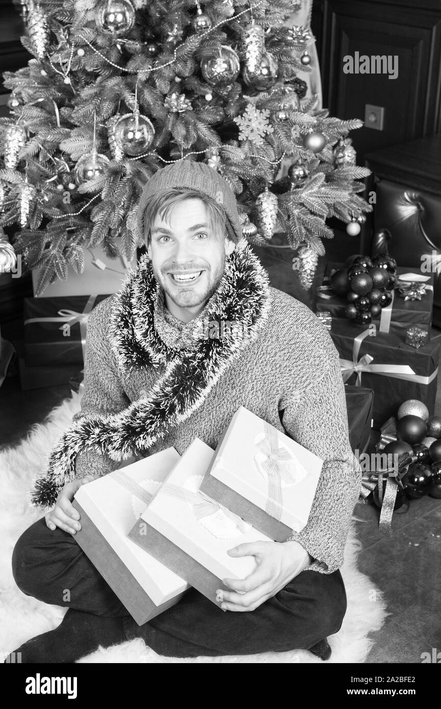 Happy xmas guy in Black and White Stock Photos & Images - Alamy