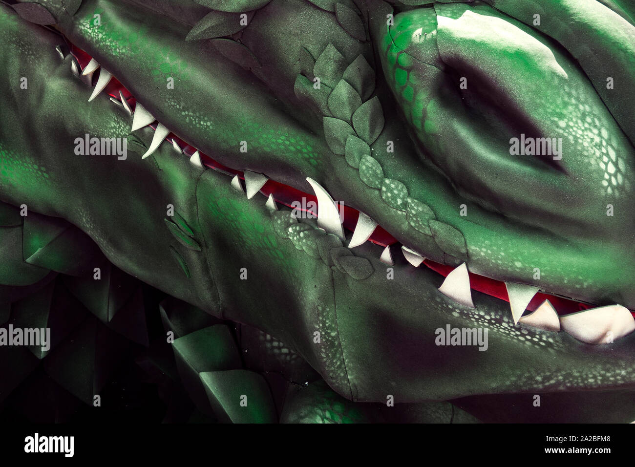 Dragon jaws with shark white teeth and bloody mouth closeup image. Huge ...