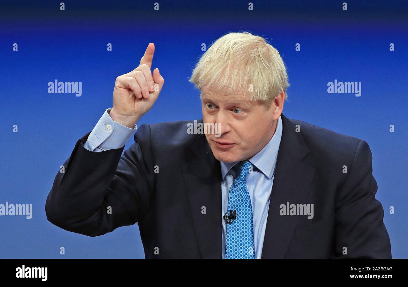 Prime Minister Boris Johnson delivering his speech at the Conservative ...