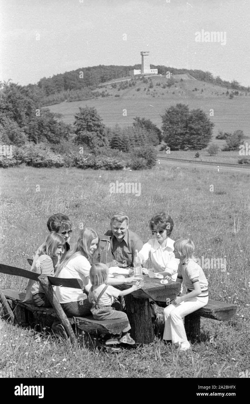Family having a picnic in the Rhoen Mountains in Germany Stock Photo ...