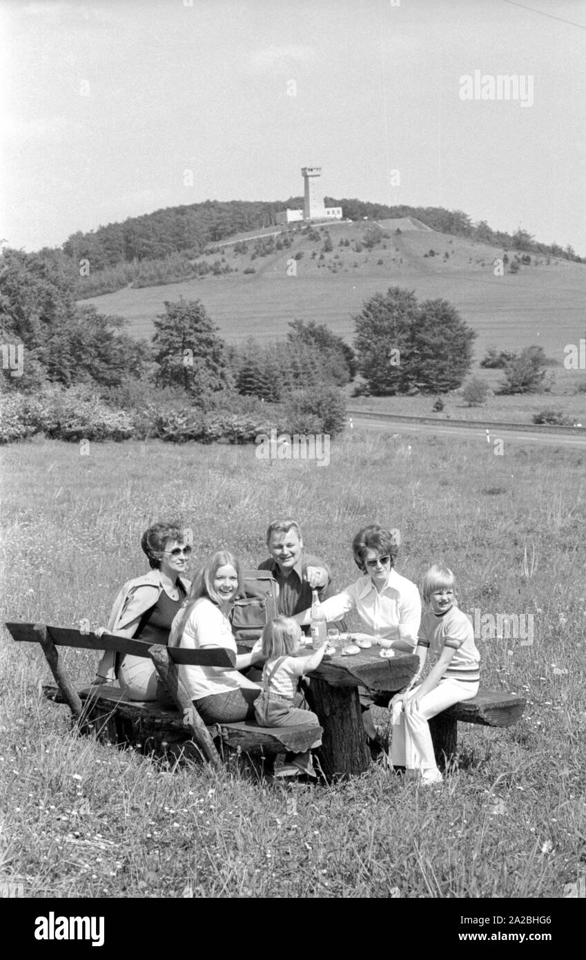 Family having a picnic in the Rhoen Mountains in Germany Stock Photo ...