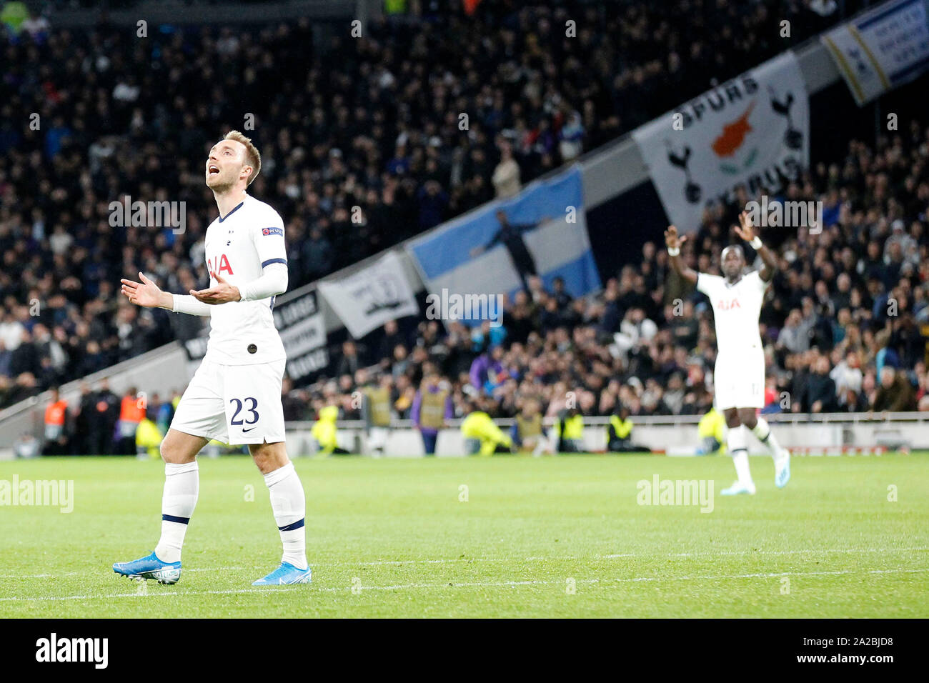London, UK. 01st Oct, 2019. Christian Eriksen of Tottenham anguish ...