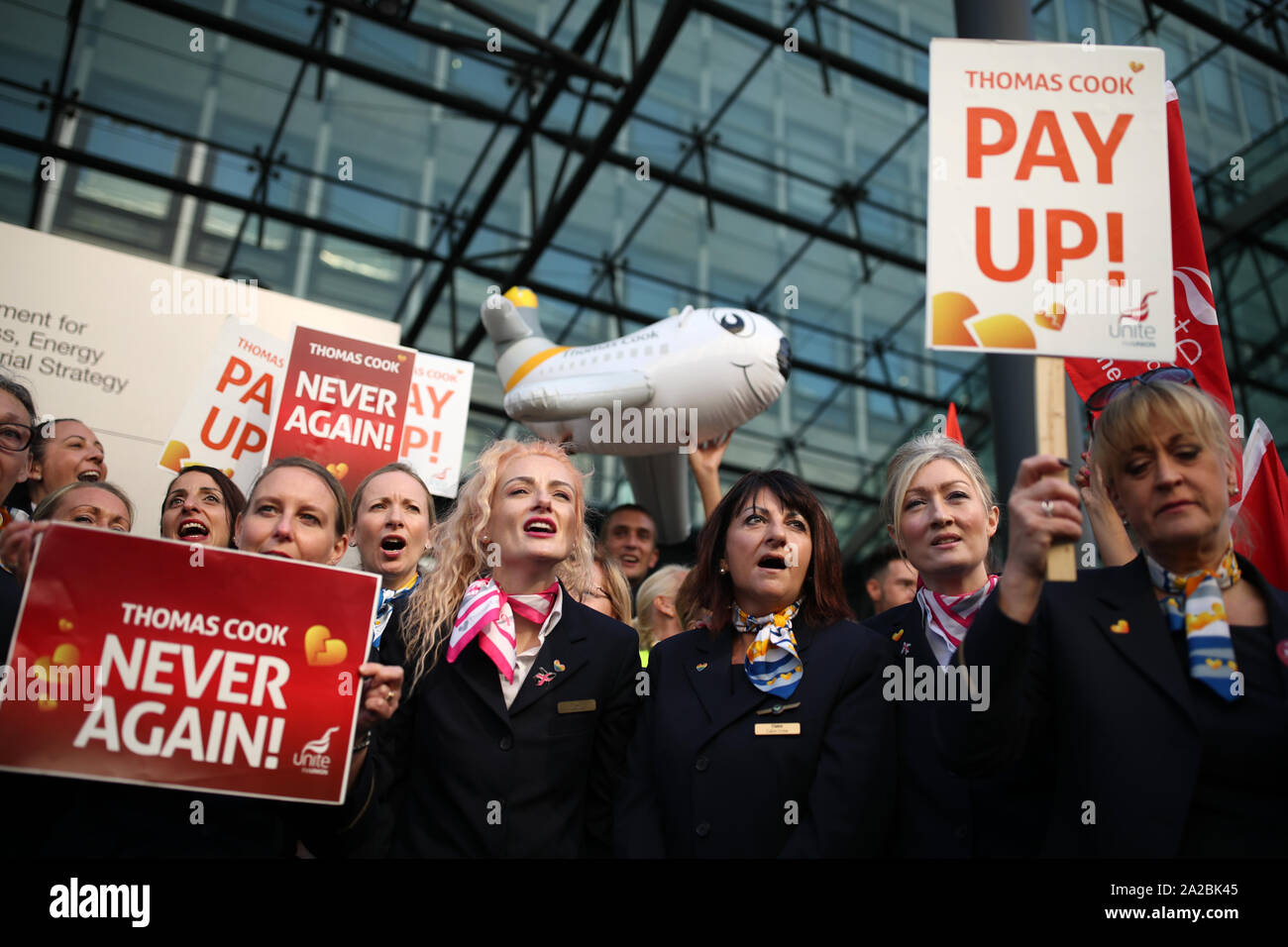 Ex-Thomas Cook employees protest outside the Department Of Business ...