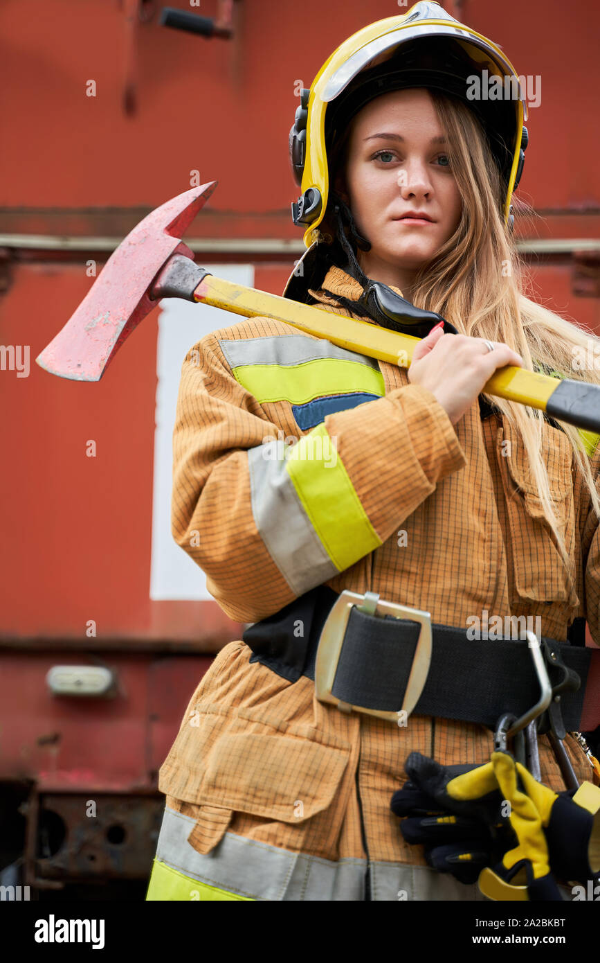 Fireman girl model hi-res stock photography and images - Alamy