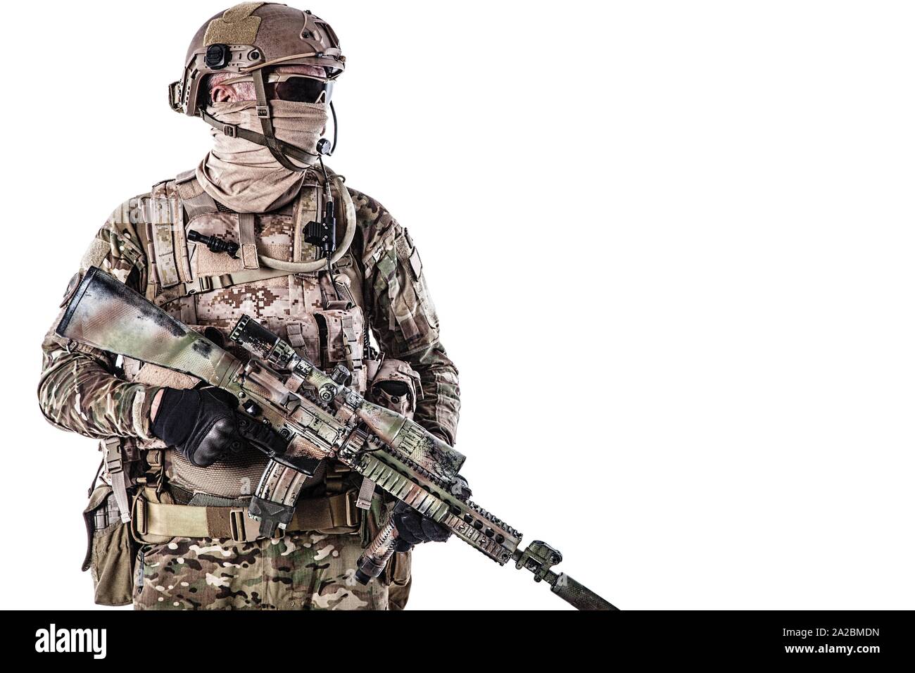 Low angle portrait armed soldier hi-res stock photography and images ...