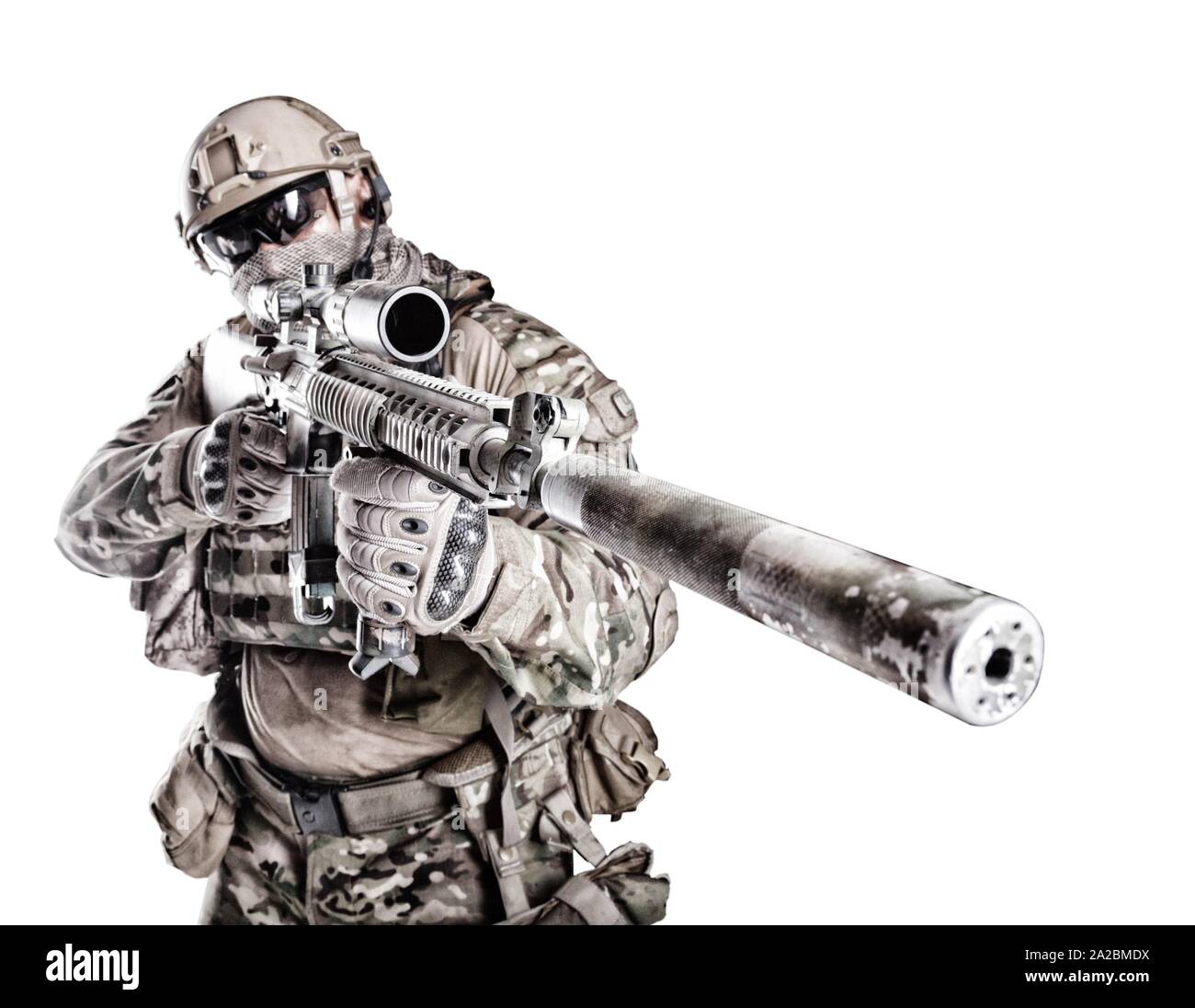 Low angle portrait armed soldier hi-res stock photography and images ...