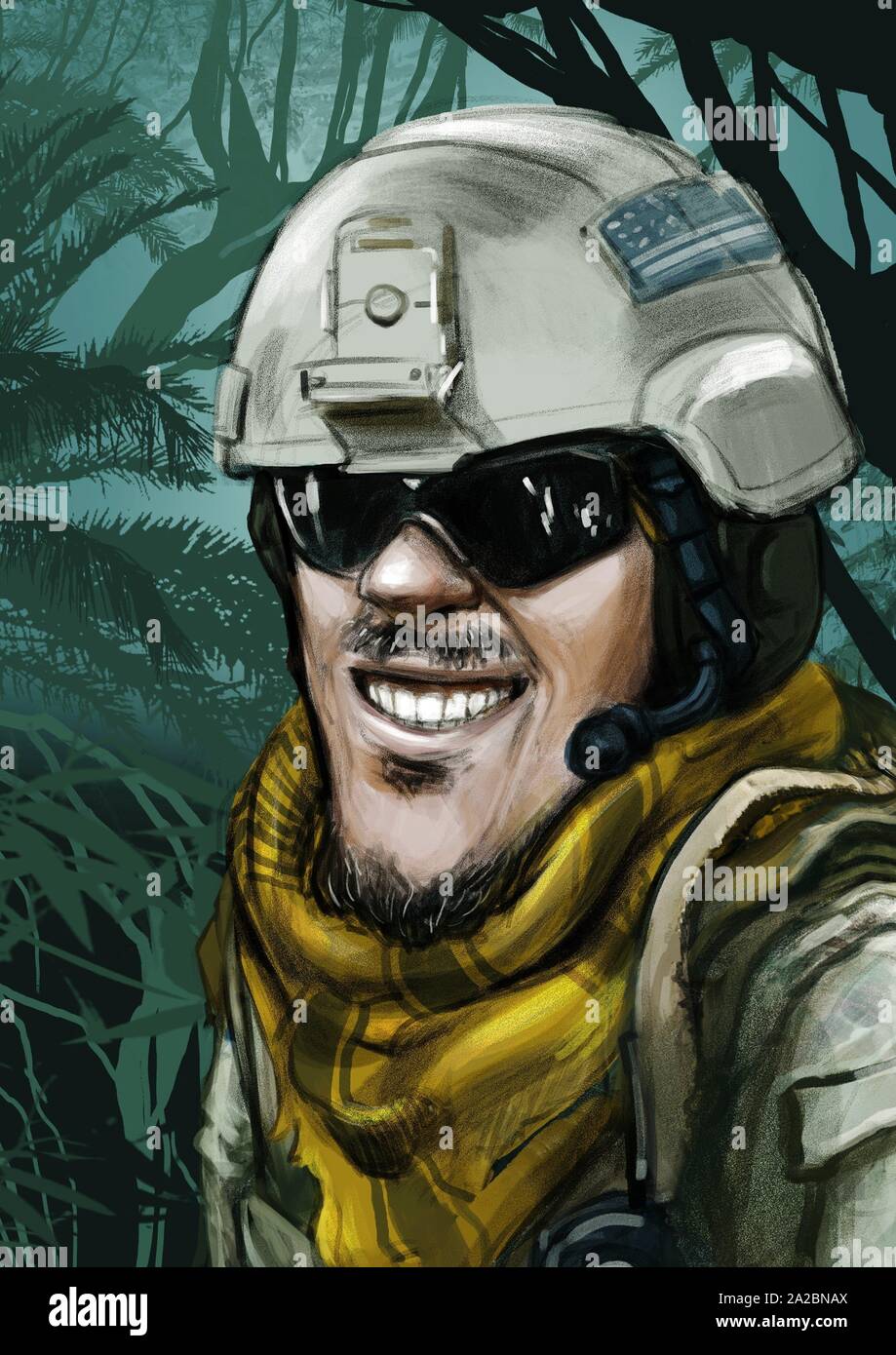 Cartoon illustration army soldier smiling hi-res stock photography and ...