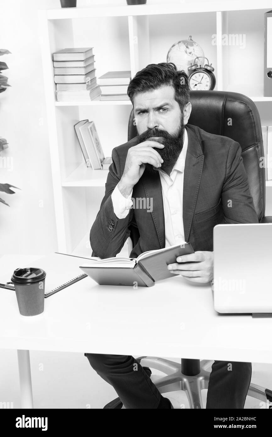 Business literature. Boss read book. Reading authority business book ...