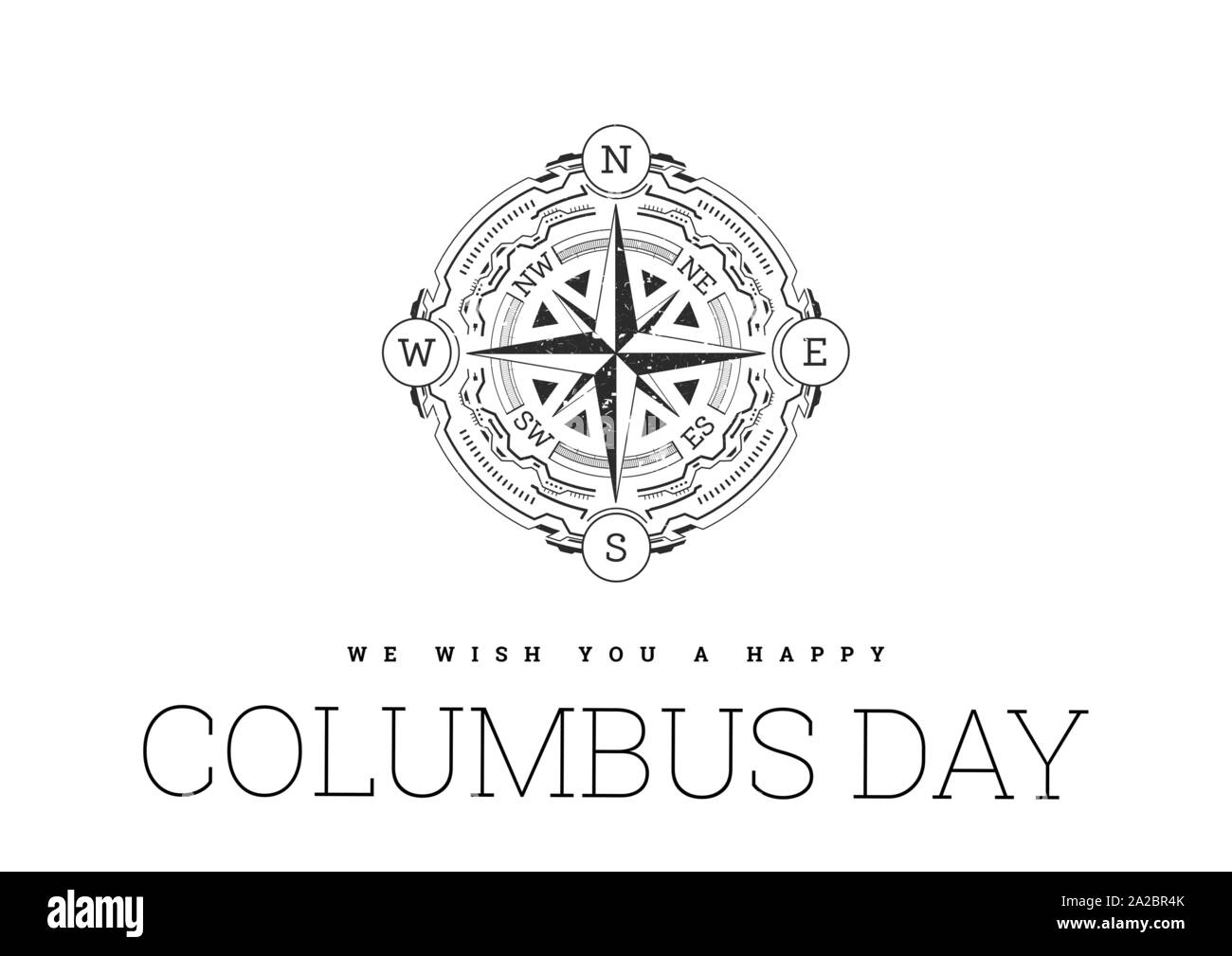Congratulations on the Columbus day with compass on white background ...