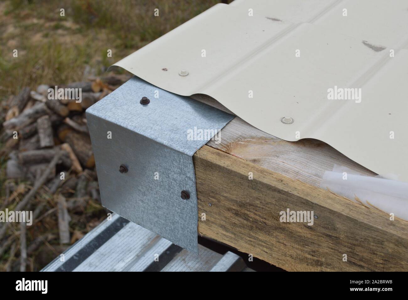 Installation of a windshield to protect the roof from the wind Stock ...