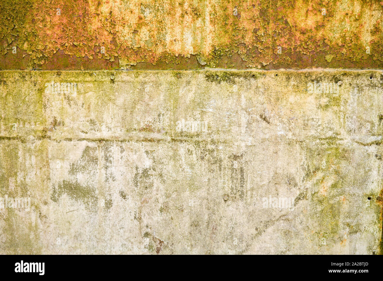 Detail of broken rusty corroded metal wall. Old orange metal texture ...