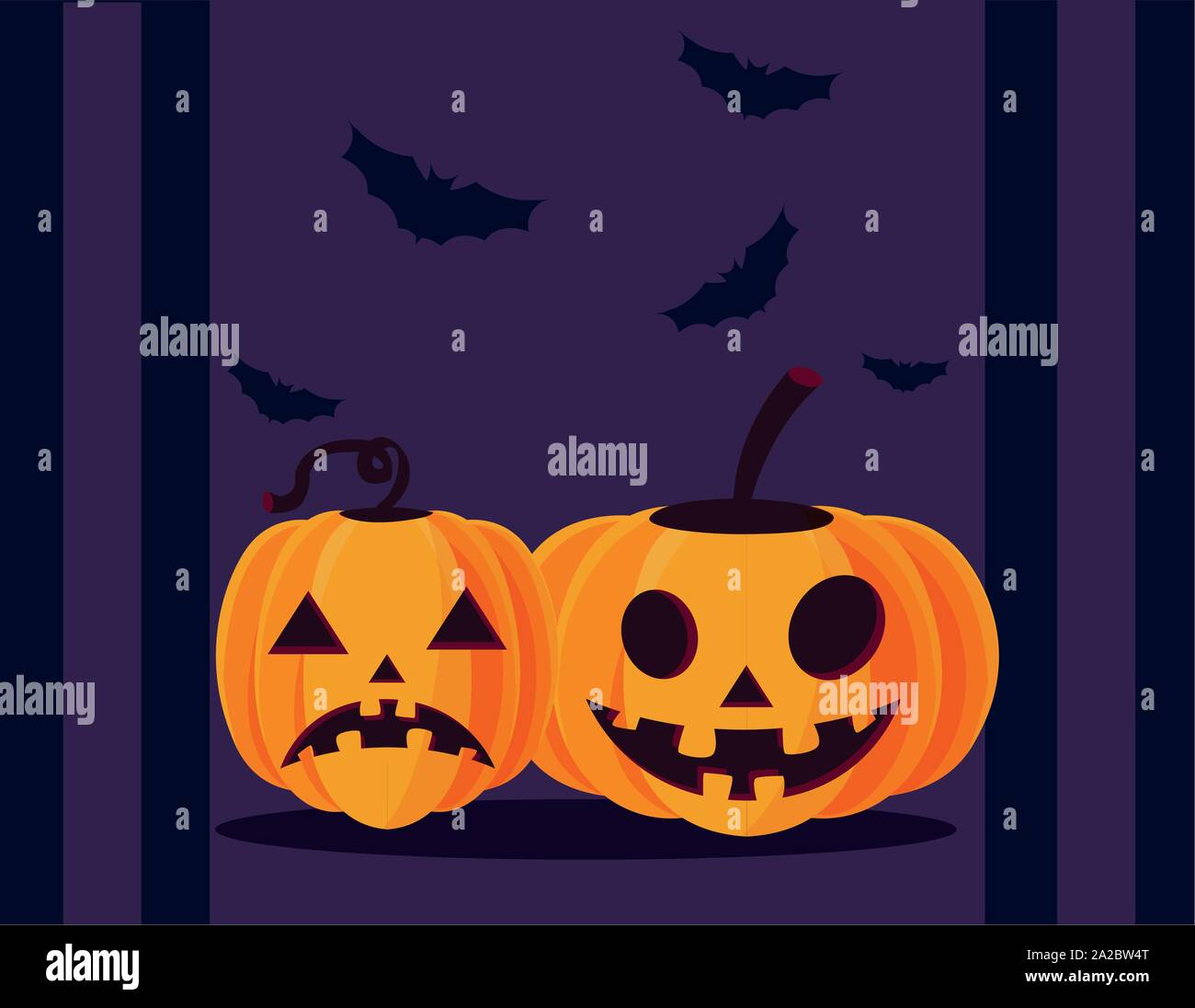 Pumpkins cartoons design, Halloween holiday horror scary celebration ...