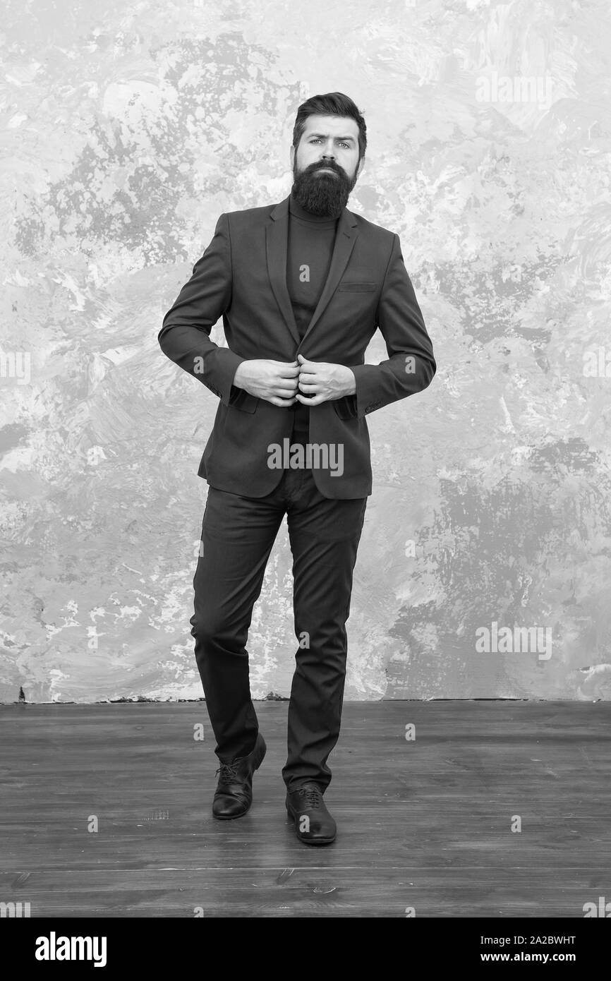 Modern businessman. Man handsome bearded businessman wear luxury formal ...