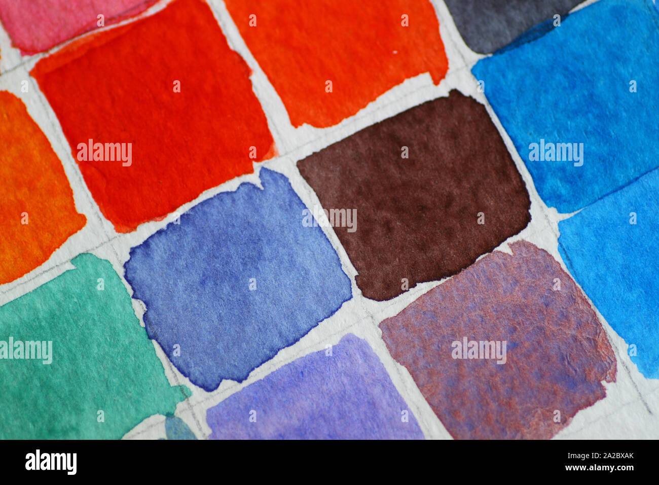 Watercolor color mixing study on watercolor paper Stock Photo - Alamy
